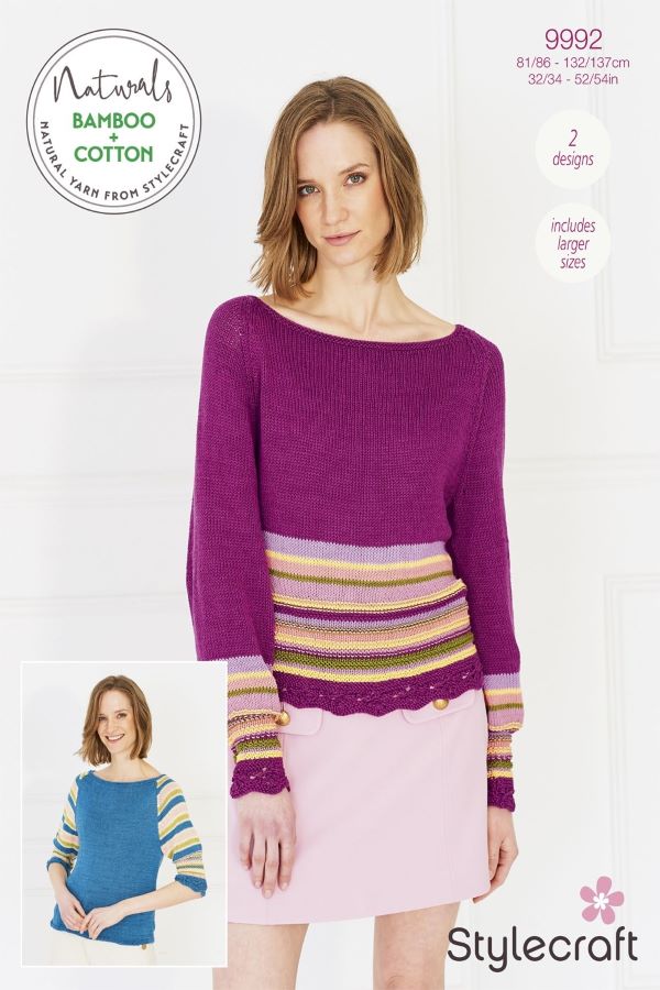 Stylecraft Naturals Bamboo + Cotton DK Pattern 9992 - Sweaters - Crafty Stylecraft Naturals Bamboo + Cotton DK Pattern 9992 - Sweaters - Crafty